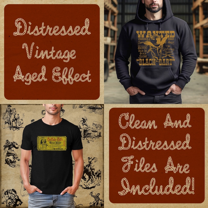 Retro Cowboy Western PNG Designs, Bundle #2, Set of 12 Western Digital ...