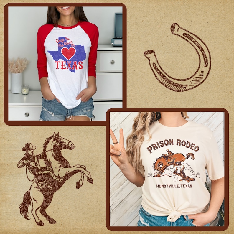 Retro Texas PNG Digital Download Bundle for Sublimation, Set of 12 ...