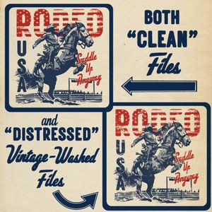 Retro Cowboy Rodeo Poster PNG Sublimation Digital Download, 4th of July ...