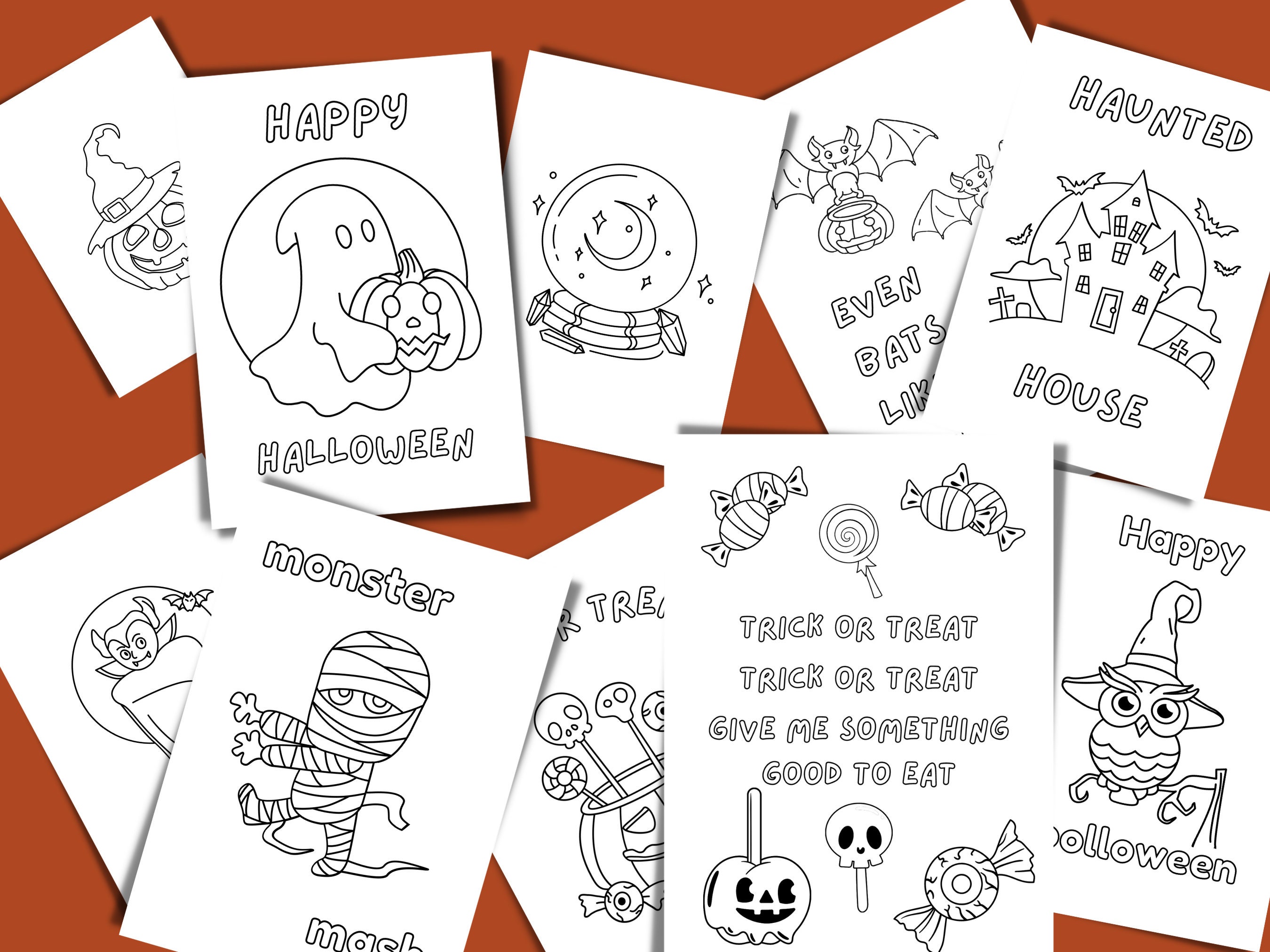 Halloween Coloring Pages- Set of 10 Halloween Coloring Pages - Etsy