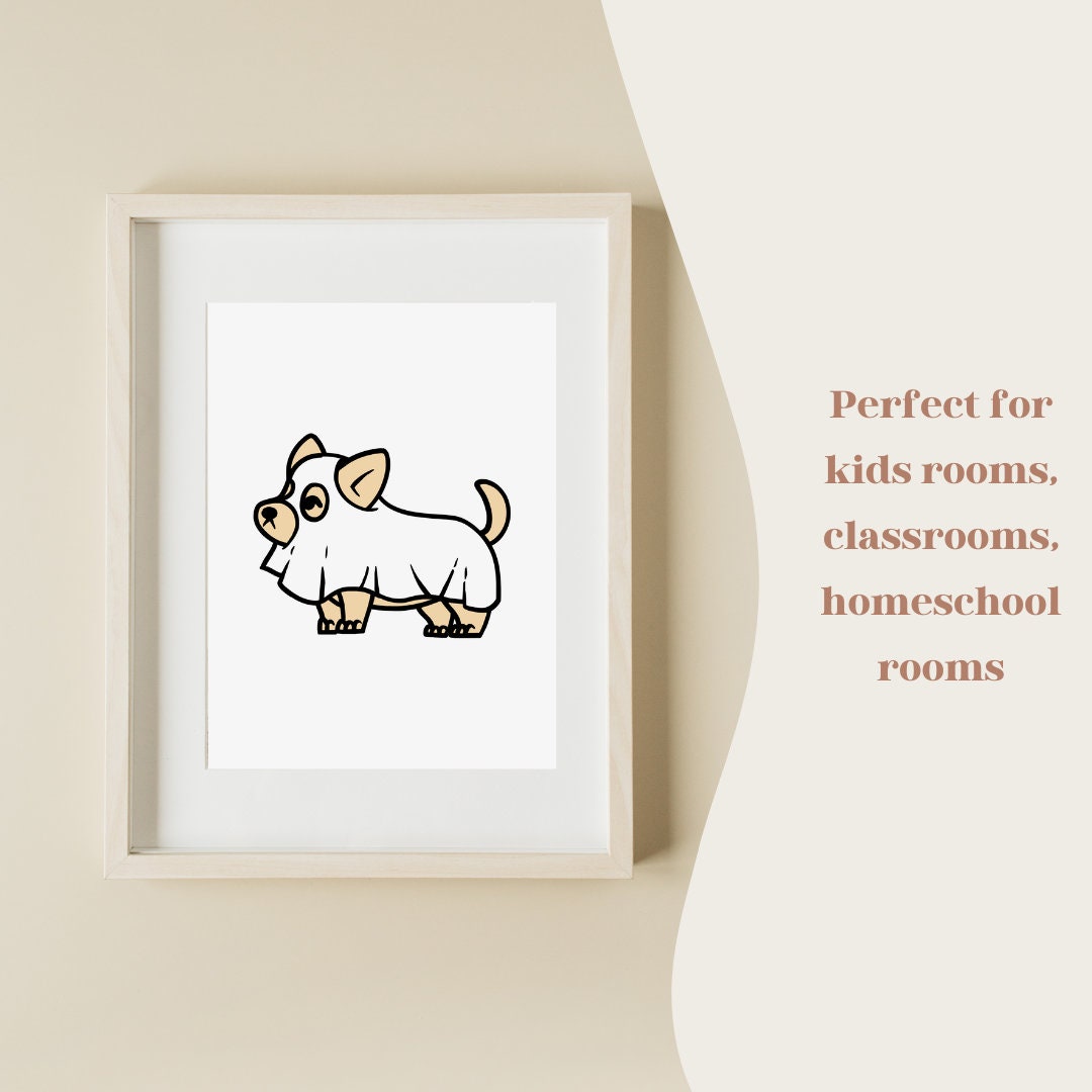 Halloween Ghost Dog Poster- Printable Halloween Poster, Dogs in ...