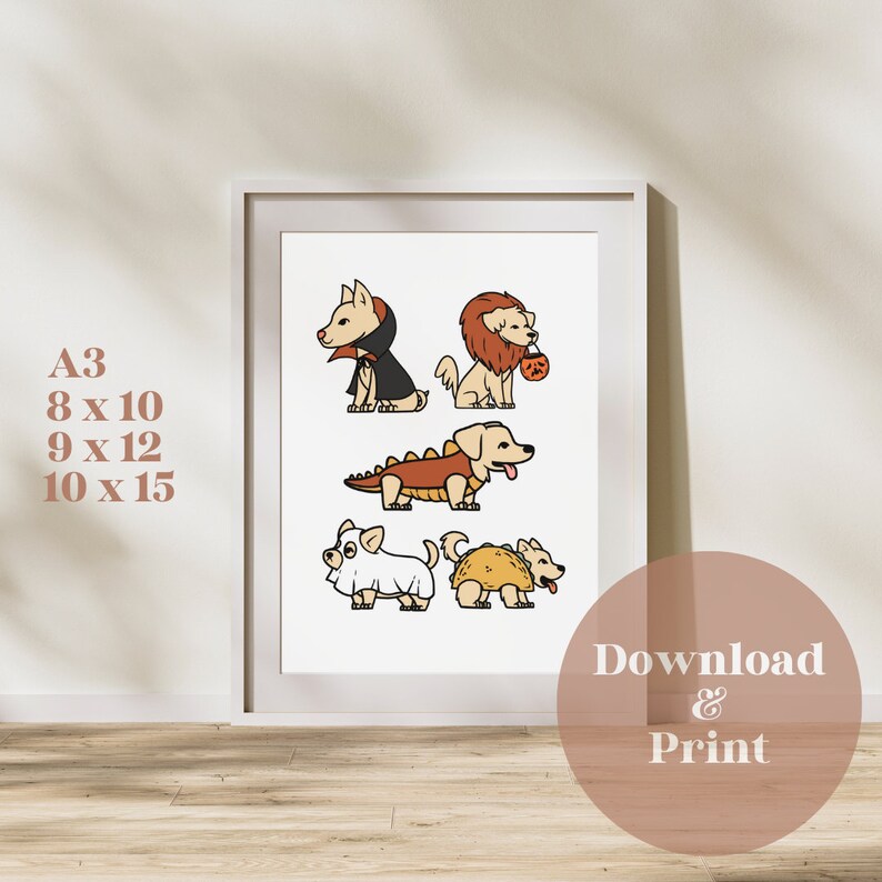 Halloween Dogs Poster Set Printable Halloween Poster Dogs in - Etsy