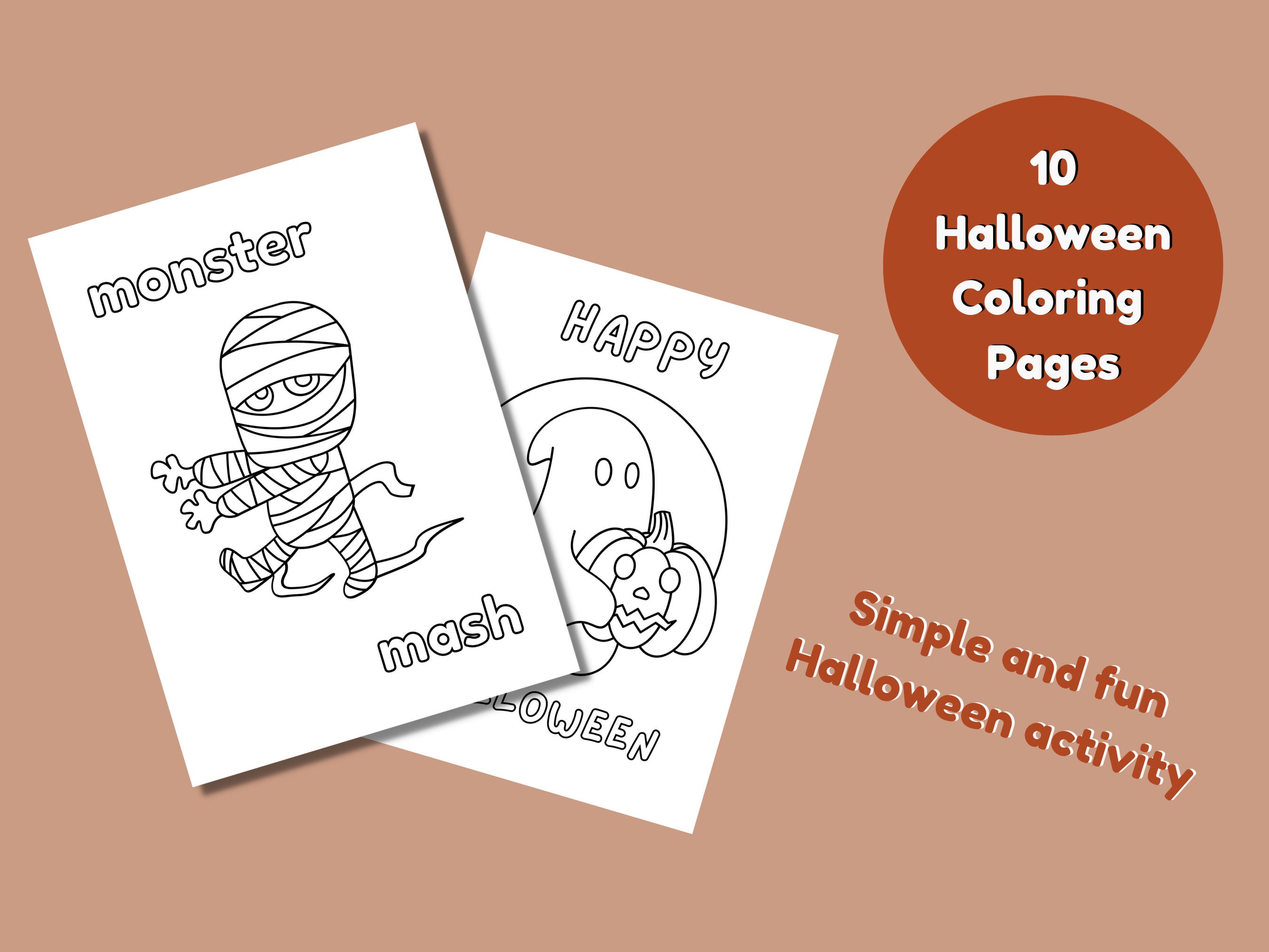 Halloween Coloring Pages- Set of 10 Halloween Coloring Pages - Etsy
