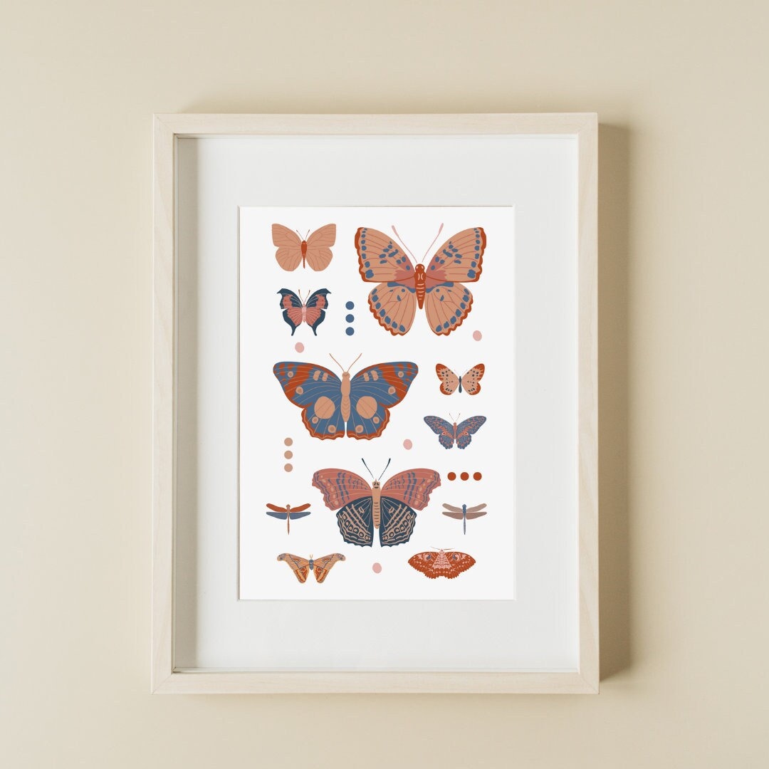 Butterfly Poster, Nursery Art, Digital Art Print, Kids Wall Art ...
