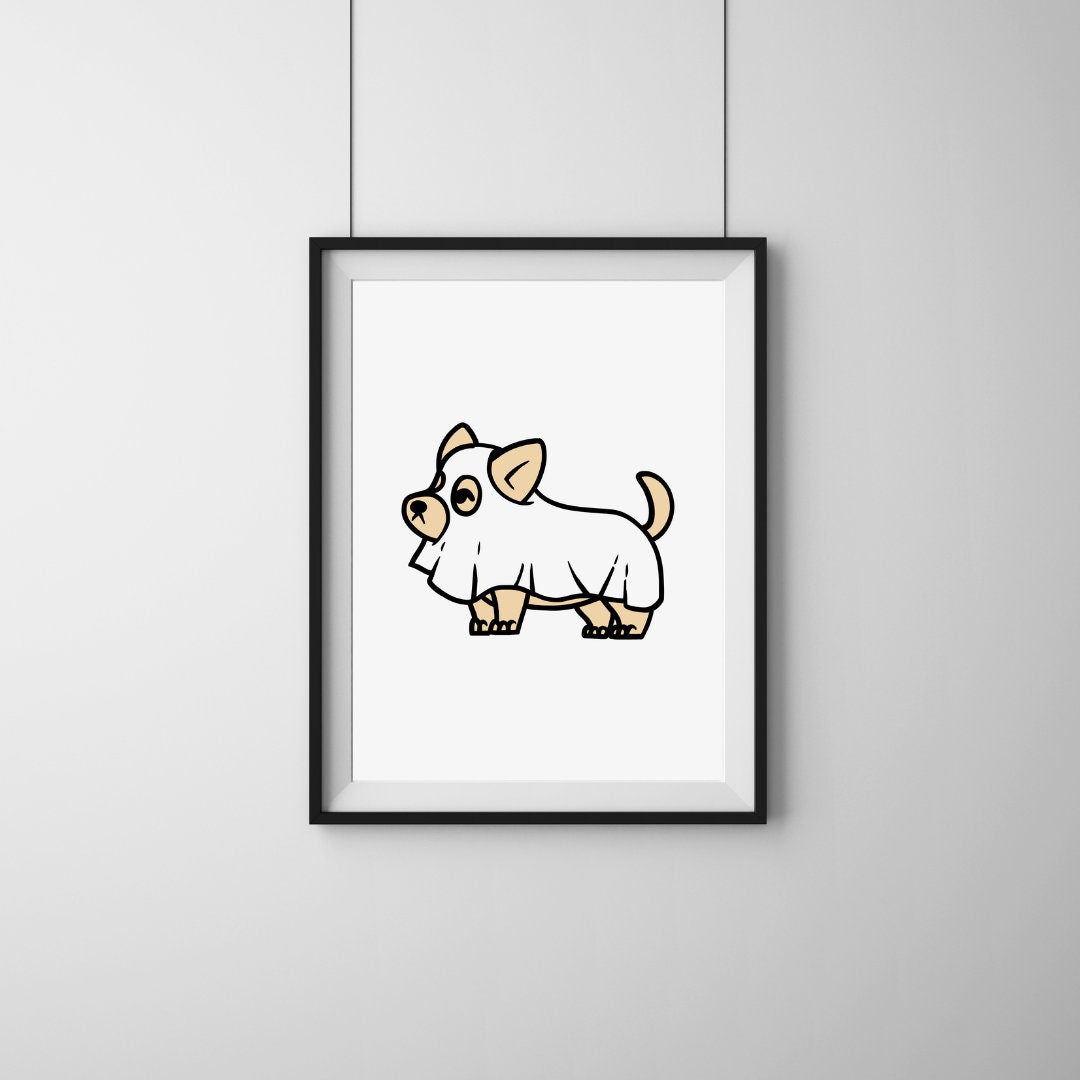 Halloween Ghost Dog Poster- Printable Halloween Poster, Dogs in ...