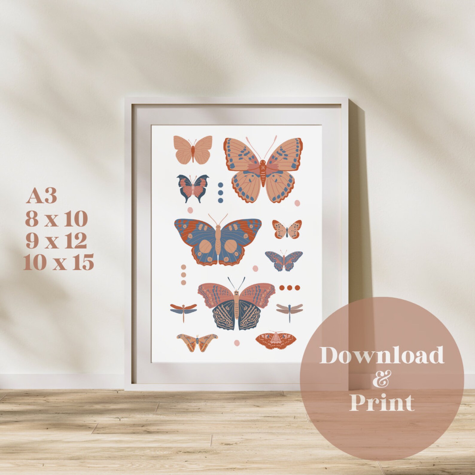 Butterfly Poster, Nursery Art, Digital Art Print, Kids Wall Art ...