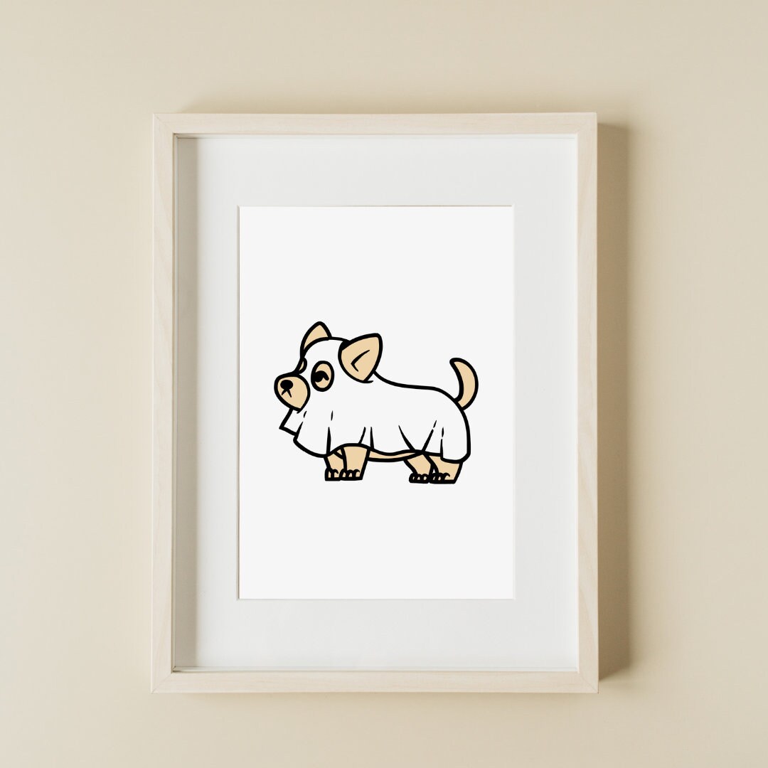 Halloween Ghost Dog Poster- Printable Halloween Poster, Dogs in ...