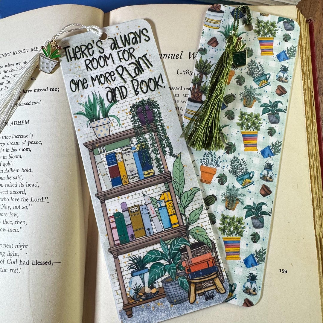 Houseplant Bookmarks~indoor Plants and Books With Colorful Tassels and ...