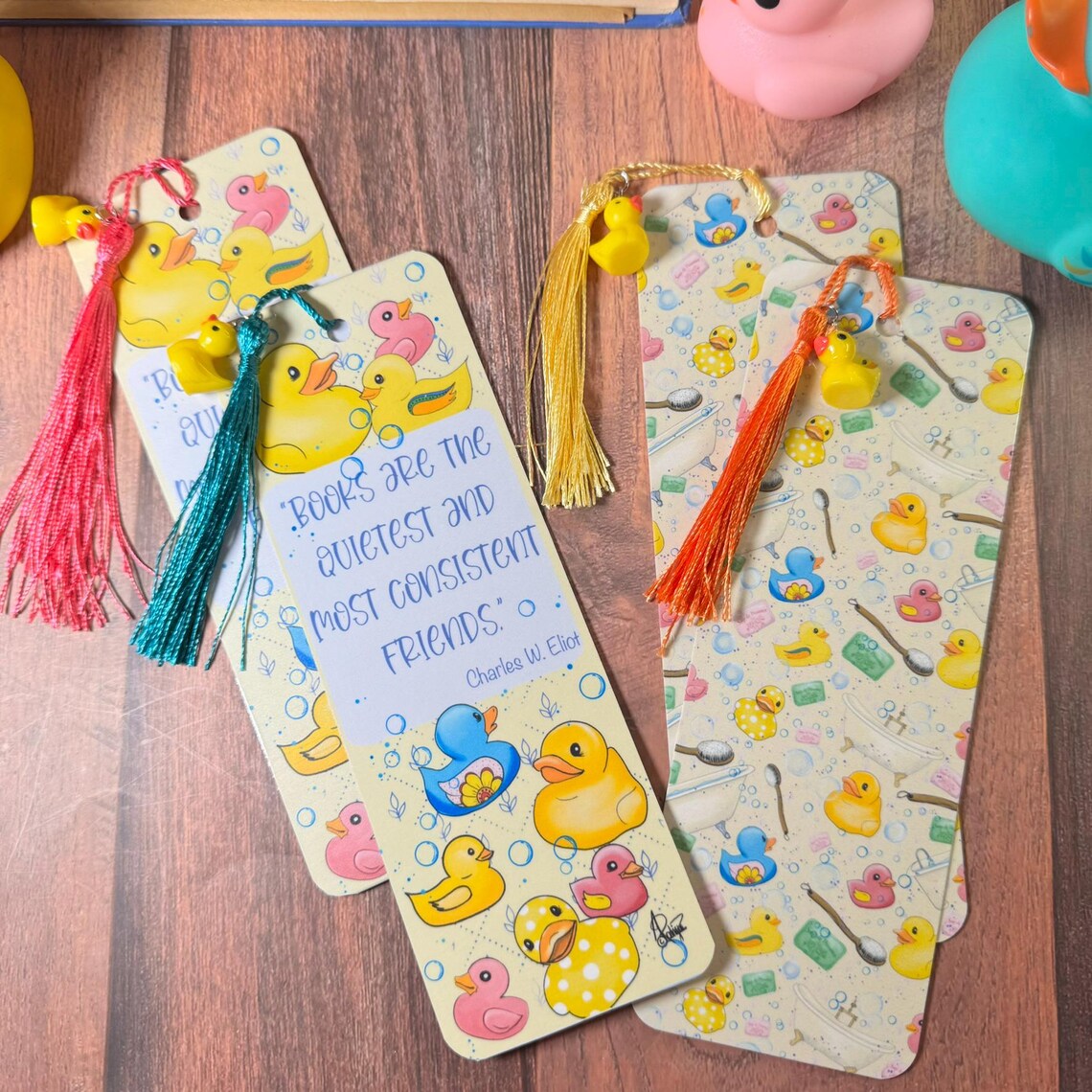 Ducky Bath Time Bookmarks~rubber Duck Bookmarks With Colorful Tassels ...