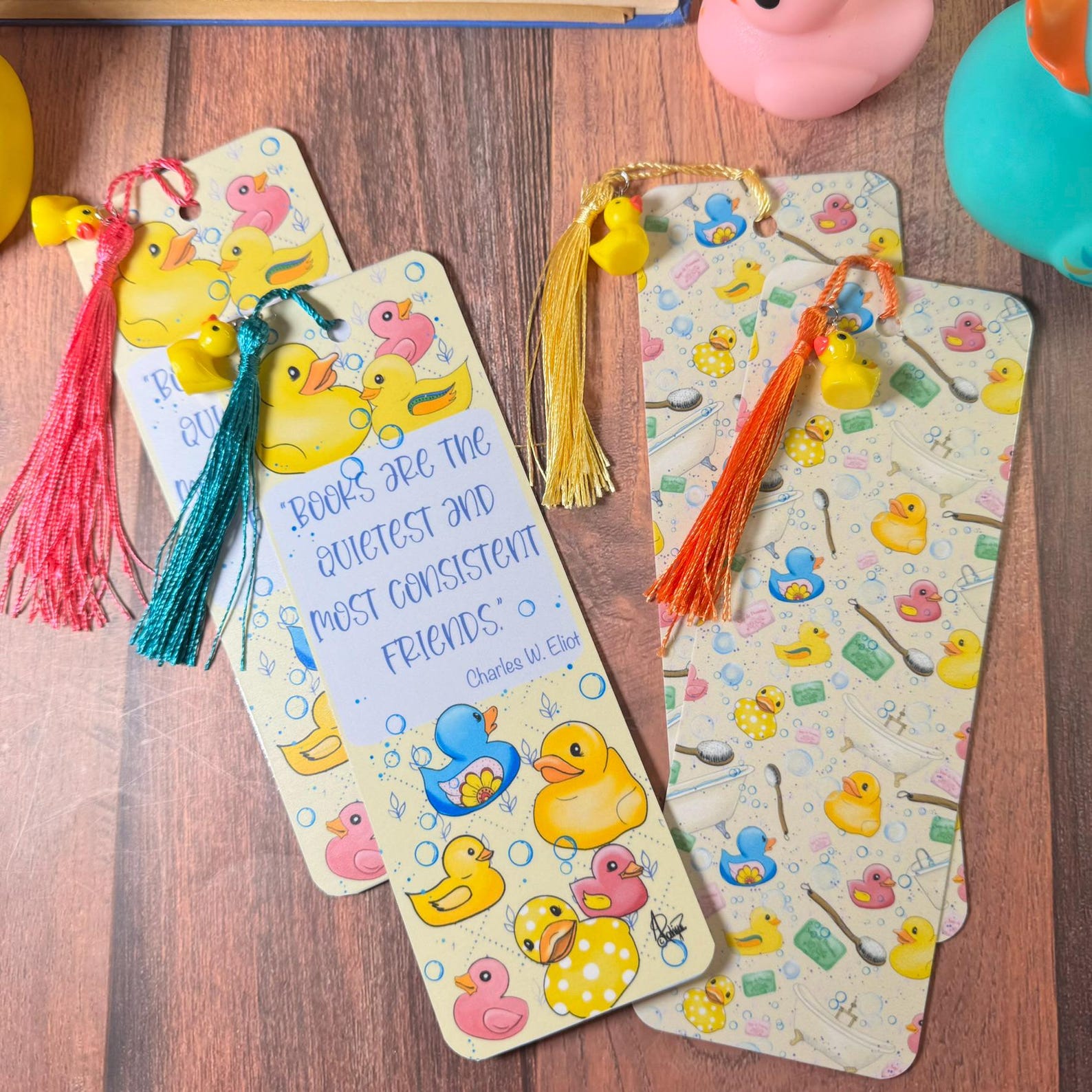 Ducky Bath Time Bookmarks~rubber Duck Bookmarks With Colorful Tassels ...