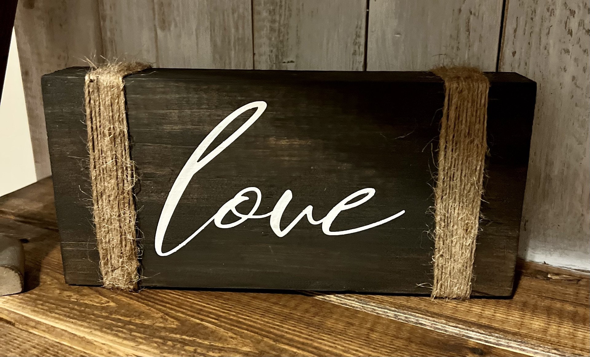 Custom Painted Sign, Distressed Black Love Sign, Rustic Farmhouse ...