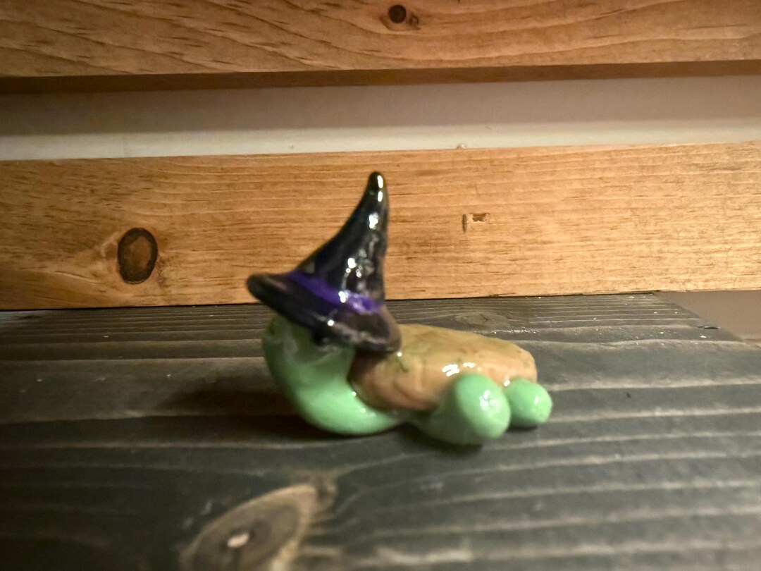 Handmade Witch Turtle-polymer Clay Figurine, Halloween Decor, Cute Mini ...
