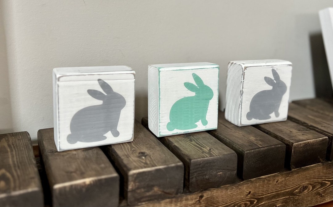Wooden Easter Bunny Blocks, Rustic Easter Decor - Etsy