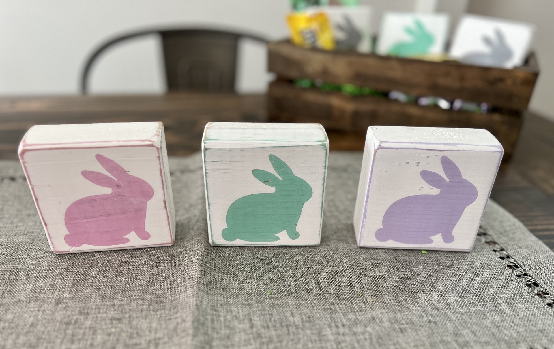 Wooden Easter Bunny Blocks, Rustic Easter Decor - Etsy