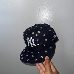 Custom Rhinestone Baseball Fitted Hat, Unisex Team Hat - Etsy