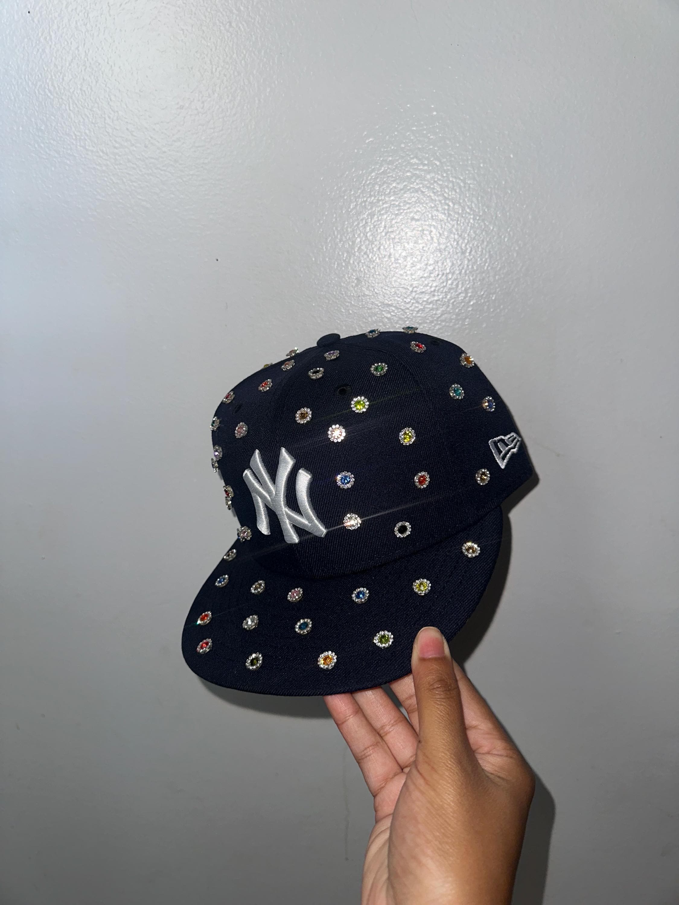 Custom Baseball Team Rhinestone Crystal Fitted Hat, Baseball Fitted ...