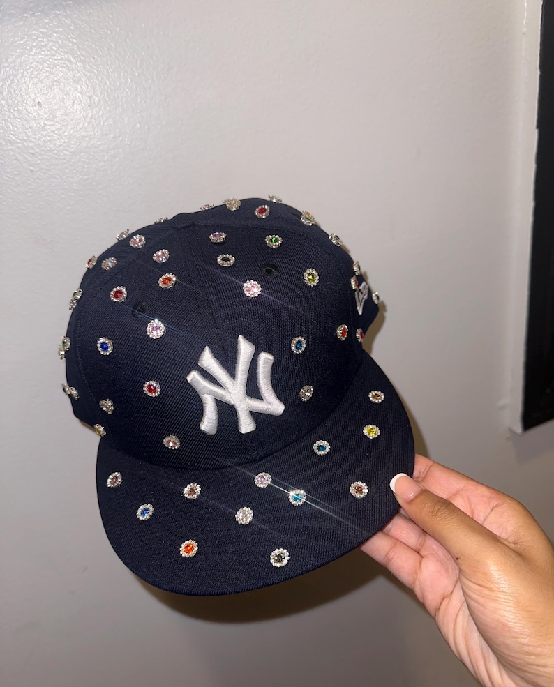 Custom Rhinestone Baseball Fitted Hat, Unisex Team Hat - Etsy