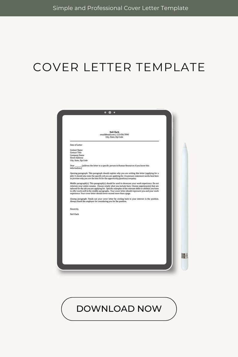Cover Letter Template - Etsy