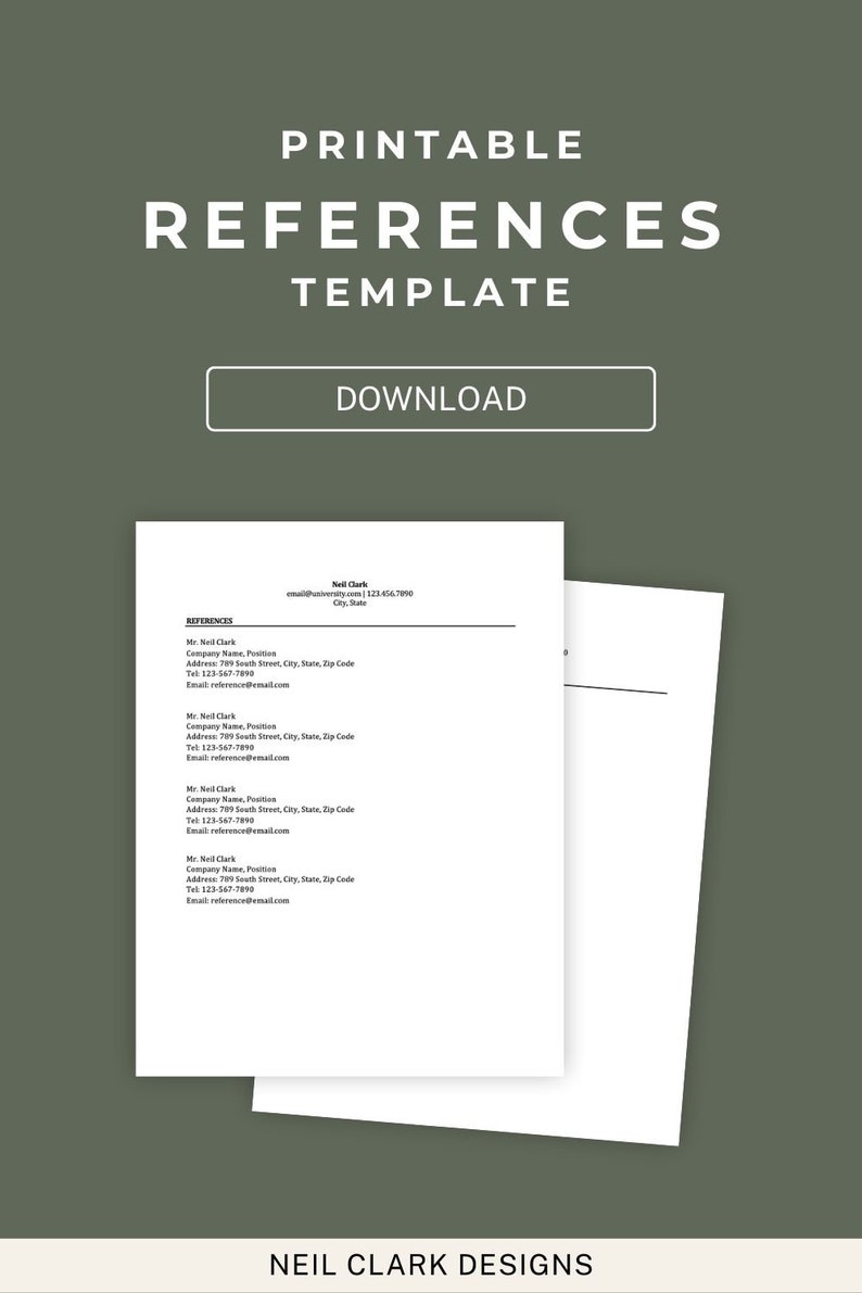 Reference List Template - Etsy