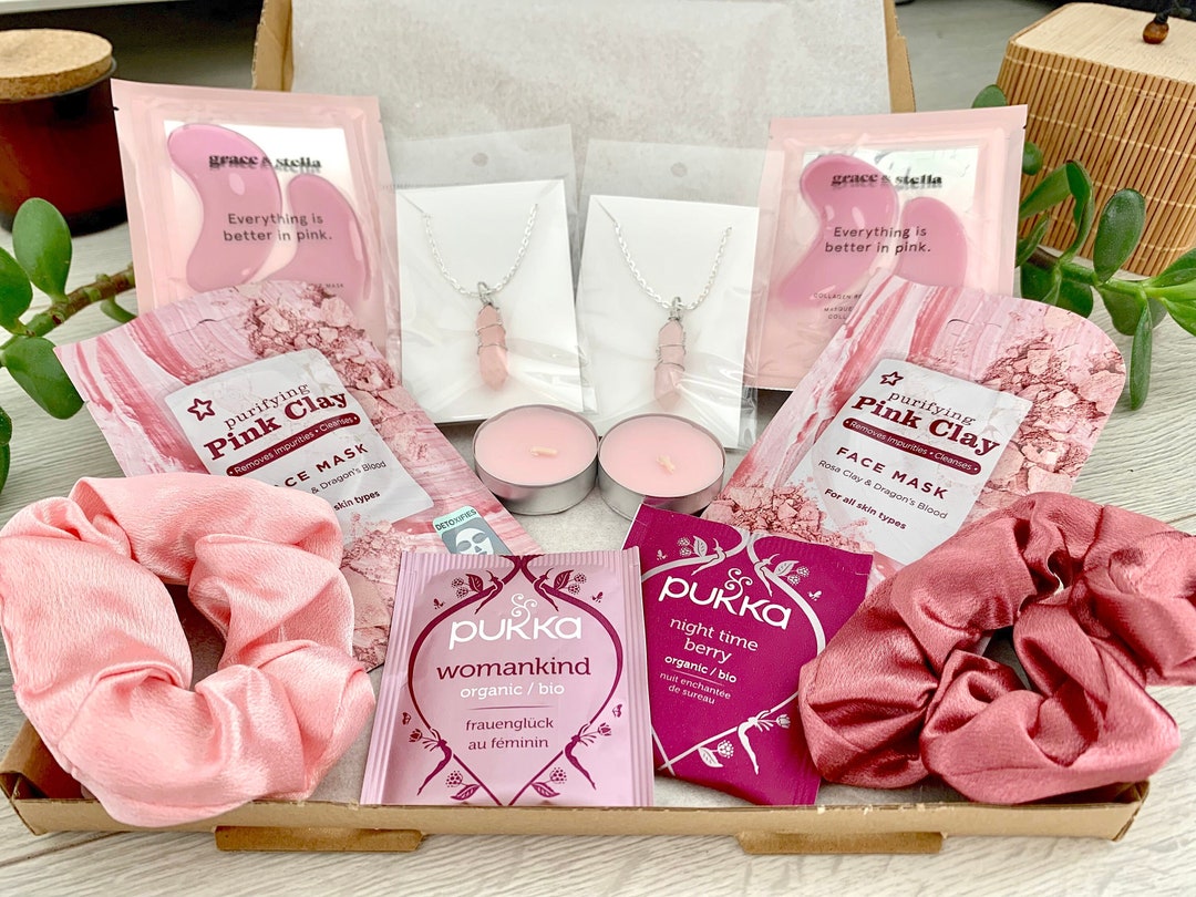 Double Pamper Box Rose Quartz Crystal Pink Hamper Gift Set for Two Home ...