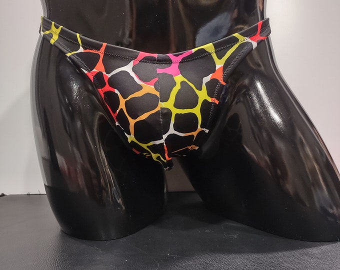Neon Giraffe Men's Swim Bikini Brief Half Back Cheeky Thong by Rayze ...