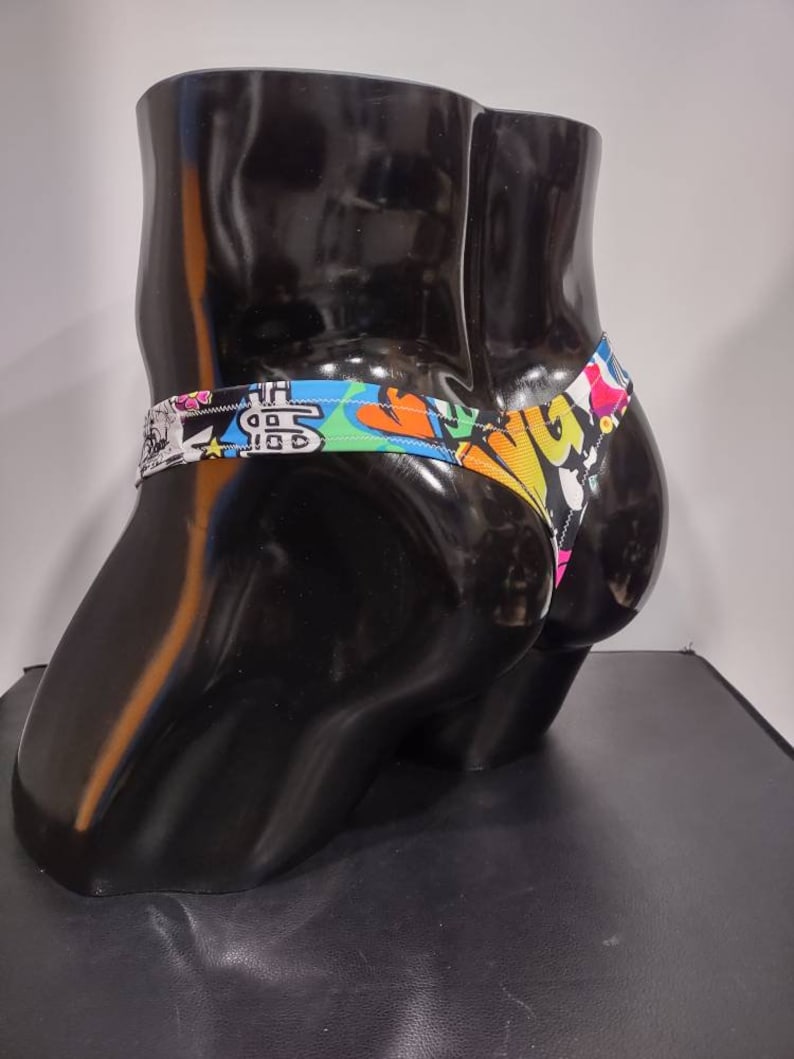 Cartoon Chaos Men's Swim Bikini Brief Half Back Cheeky - Etsy