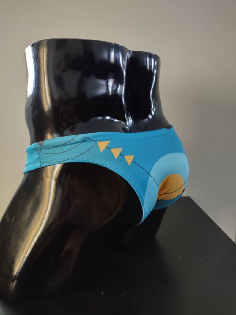 Bauhaus Geo Blue Men's Swim Bikini Brief Half Back Cheeky - Etsy