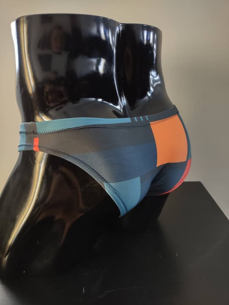 Green and Orange Abstract Men's Swim Bikini Brief Half - Etsy