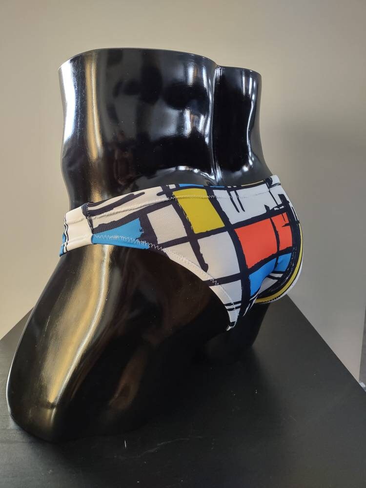 Bauhaus Mondrian Men's Swim Bikini Brief Half Back Cheeky Thong by ...