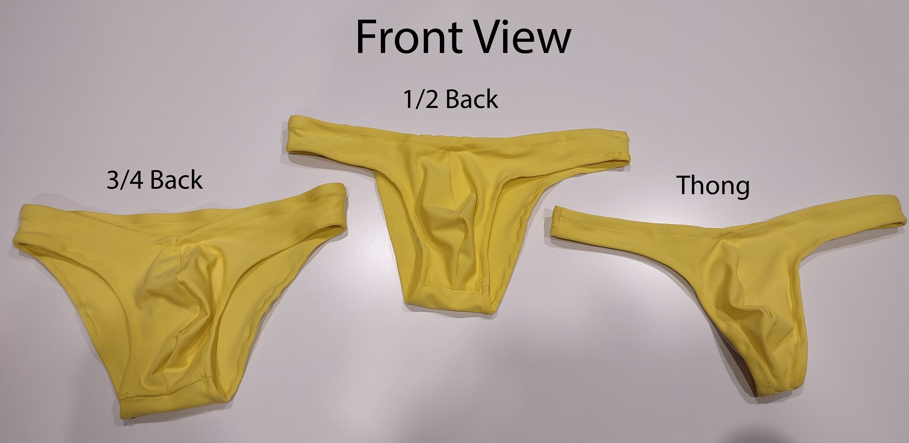Yellow Men's Swim Bikini Brief Half Back Cheeky Thong by - Etsy