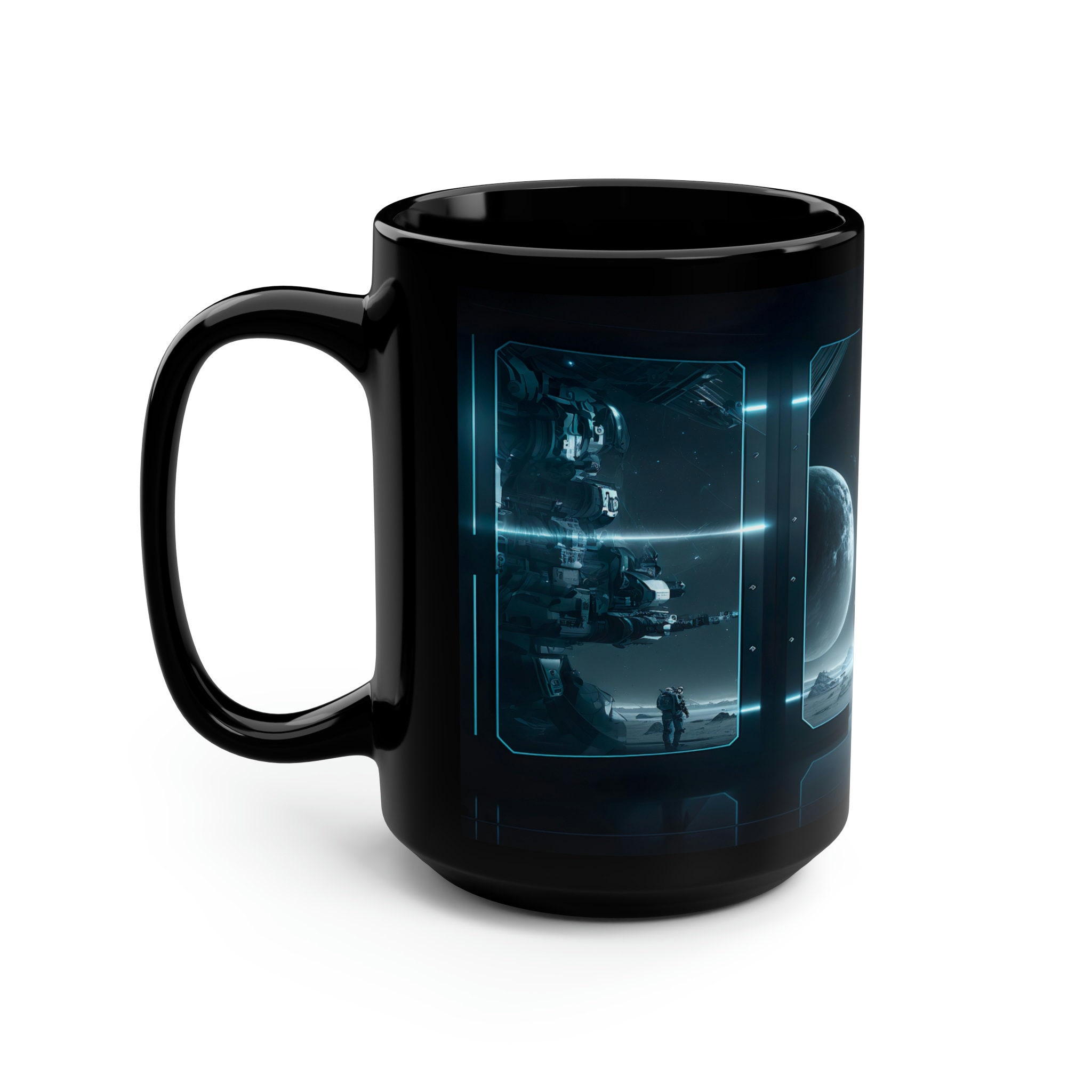 Custom Sci-fi Astronaut in Space Black Mug, Fantasy Science Fiction ...