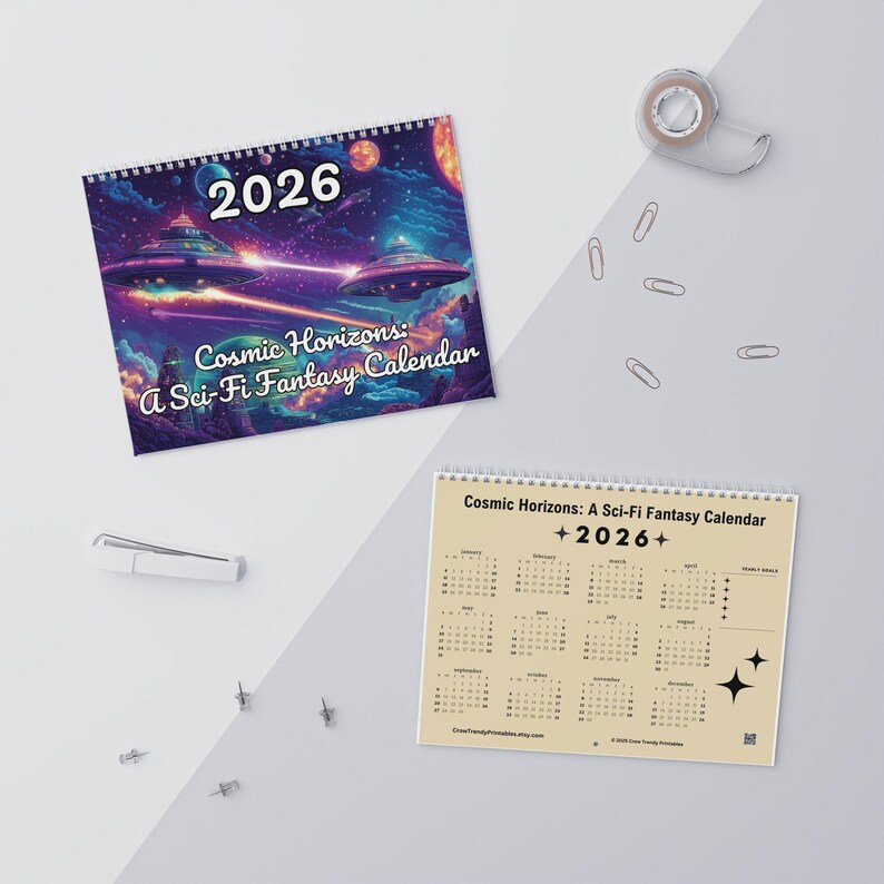 2026 Fantasy Sci-fi Outer Space Wall Calendar, Aliens and Spaceships ...