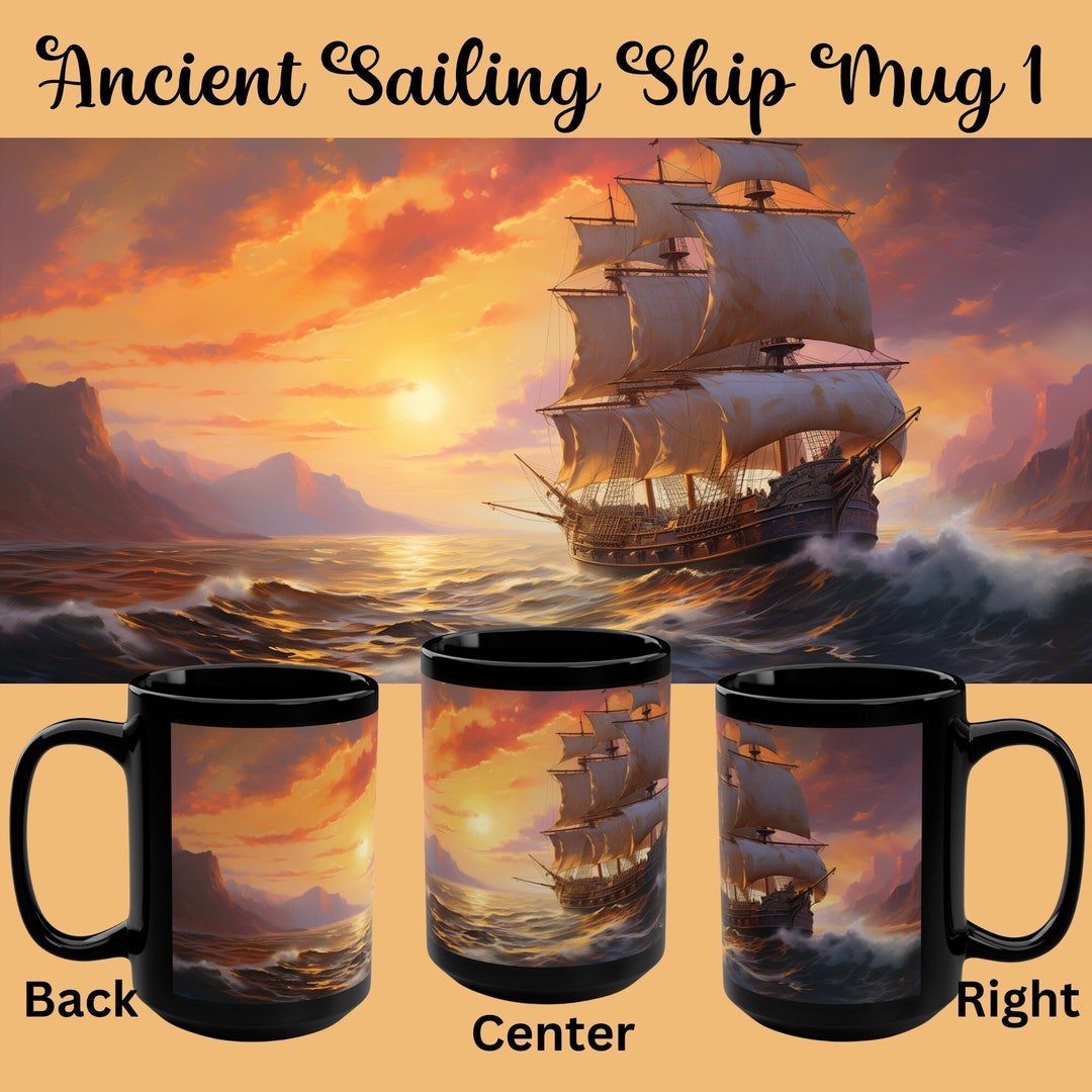 Men's Sailing Ship Mug, Ancient Schooner Mug, Sailing Ship Coffee Mug ...