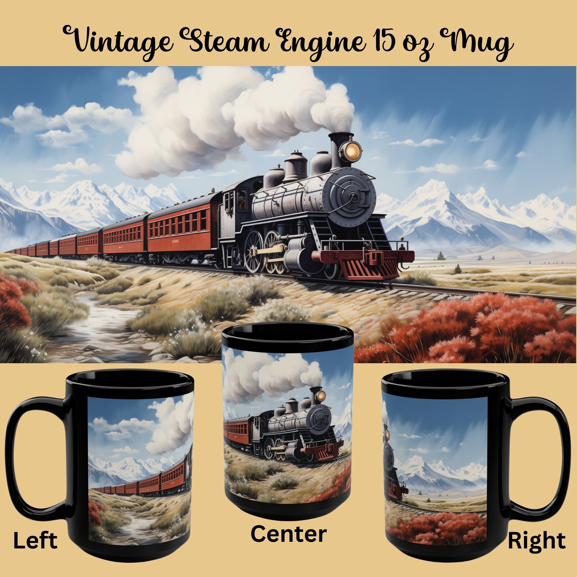 Steam Engine Mug, Train Gift for Men, Vintage Train Cup, Train Coffee ...