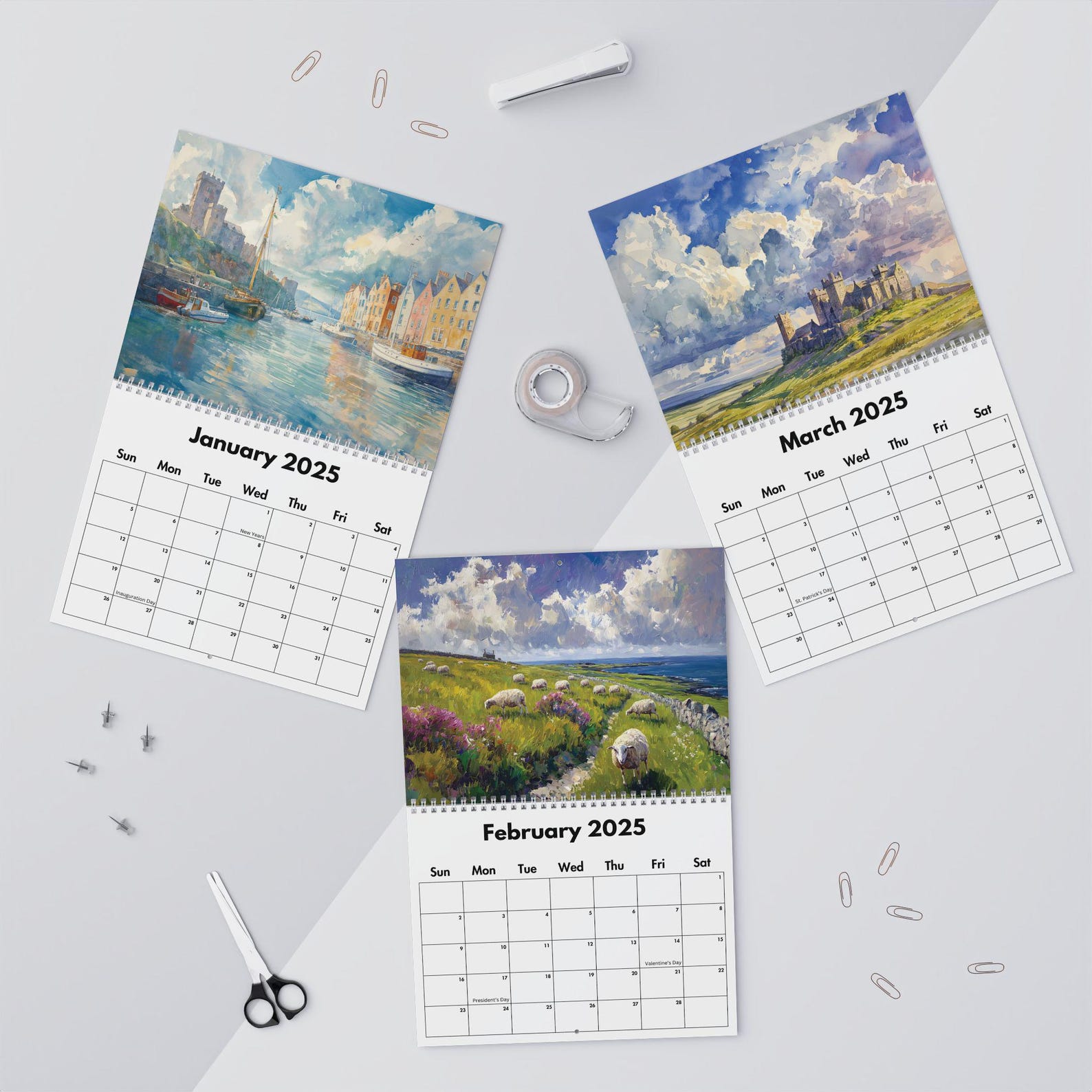 Artistic Ireland Wall Calendar 2025, Ireland Lover Gift, Holiday Gift ...