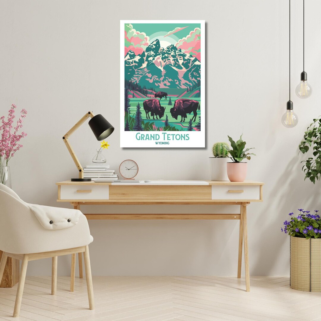 Grand Tetons Wyoming Poster, Vertical Art Print, Buffalo Wall Decor ...