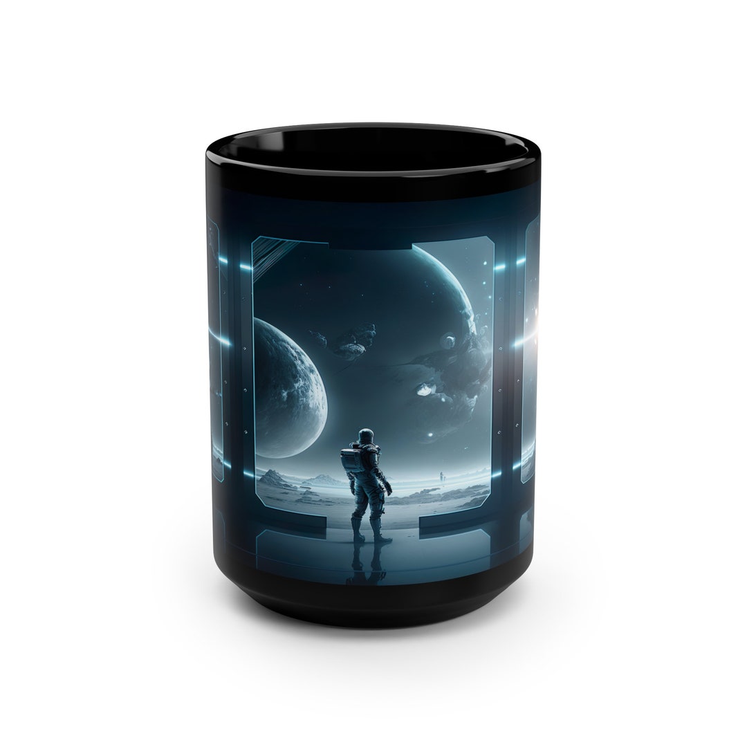 Sci-fi Astronaut in Space Black Mug, 15 Ounce - Fantasy Science Fiction ...