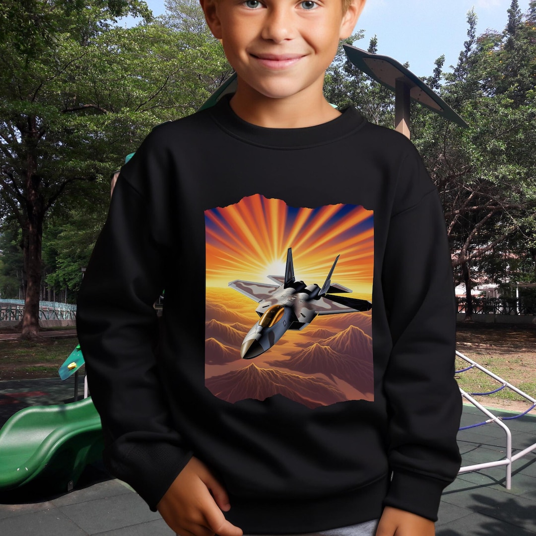 Boys Fighter Jet Sweatshirt, Kid's Jet Plane Shirt, Youth Size Sweater ...