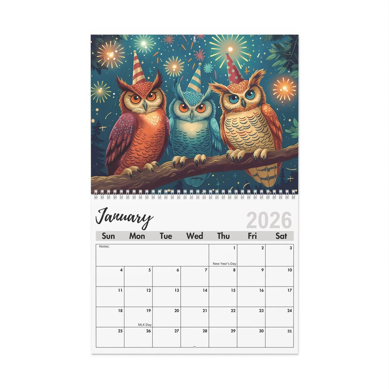 2026 Whimsical Owl Calendar, Funny Owl Wall Calendar, Large and Small ...