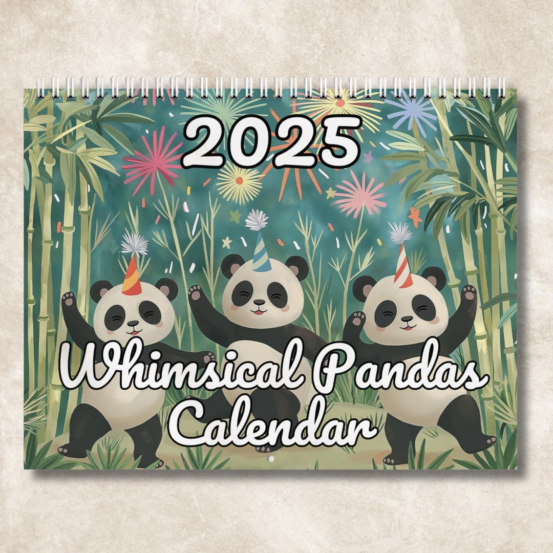 2025 Funny Pandas Wall Calendar, Cute Panda Bear Calendar, Cartoon ...