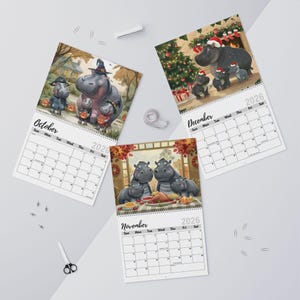 2026 Funny Hippos Wall Calendar, Cute Animal Calendar, Unique Calendar ...