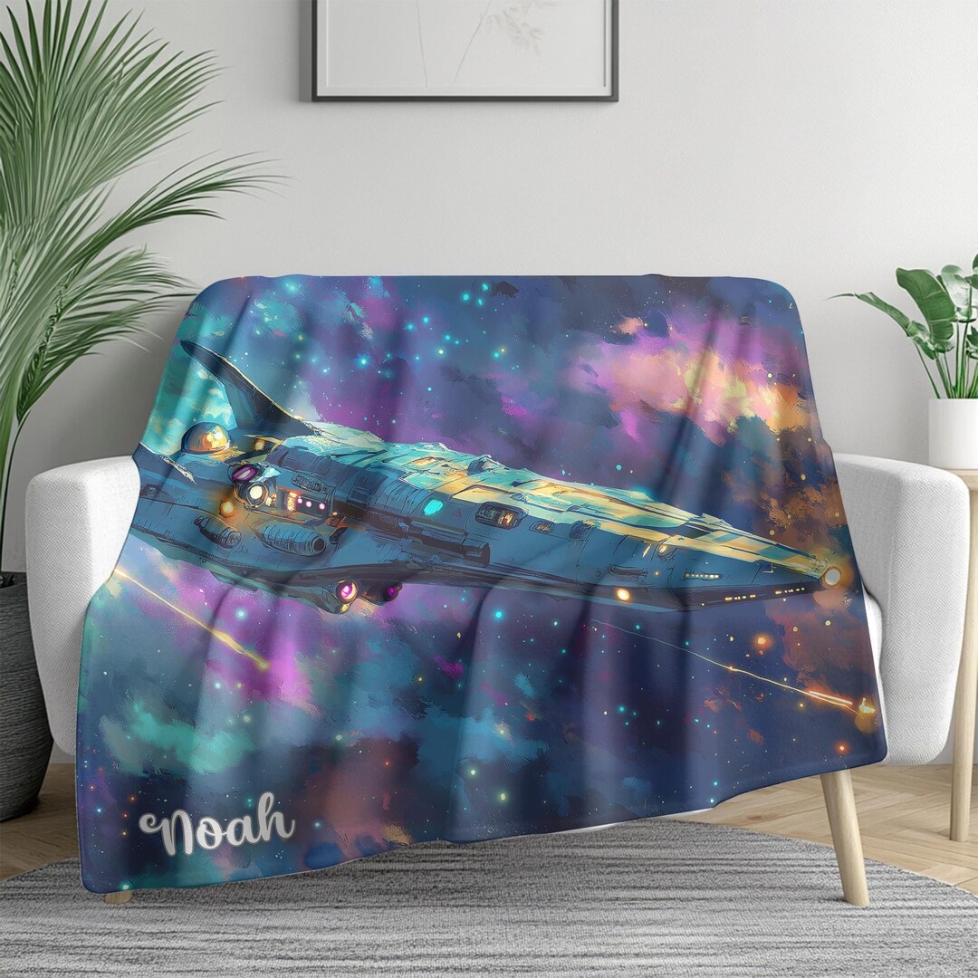 Custom Sci-fi Outer Space Blanket, Personalized Gift for Son, Fantasy ...