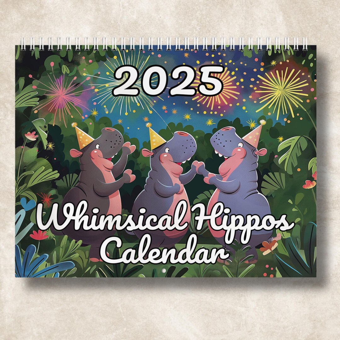 2025 Funny Hippos Wall Calendar, Cute Animal Calendar, Unique Calendar ...