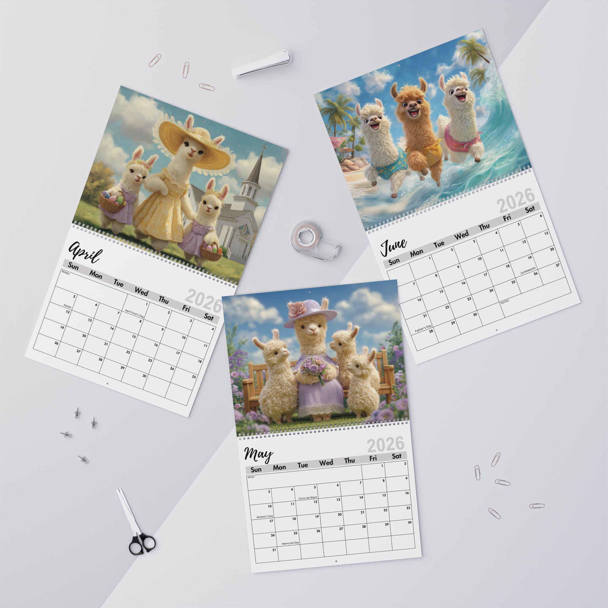 2026 Funny Llamas Calendar Vol II, Cute Cartoon Llamas Art, Kids Room ...