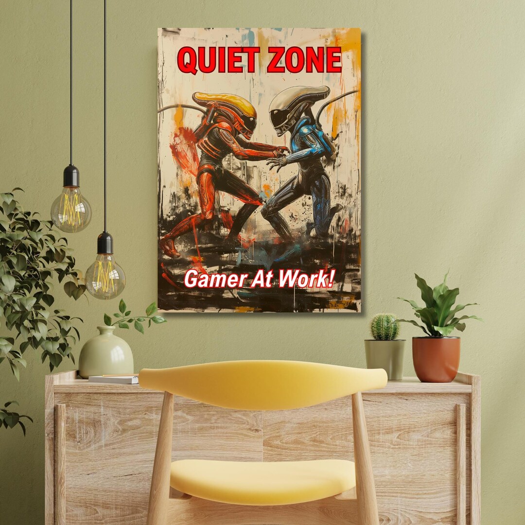 Alien Robots Gaming Wall Art Poster, Gamer at Work, Gift for Gamer ...