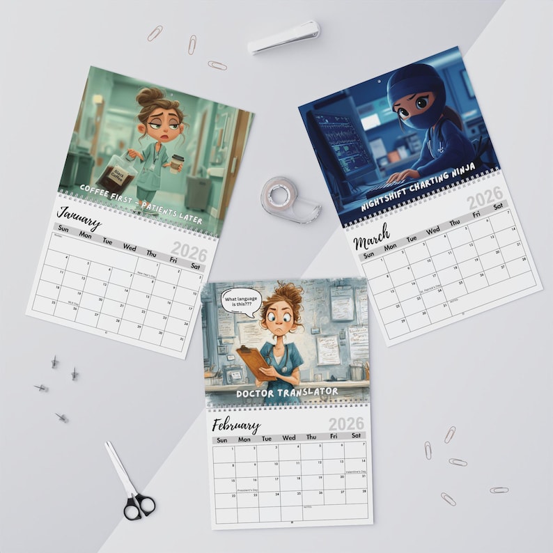 2026 Funny Nurse Life Wall Calendar, Nurses Yearly Planner, Custom Gift ...