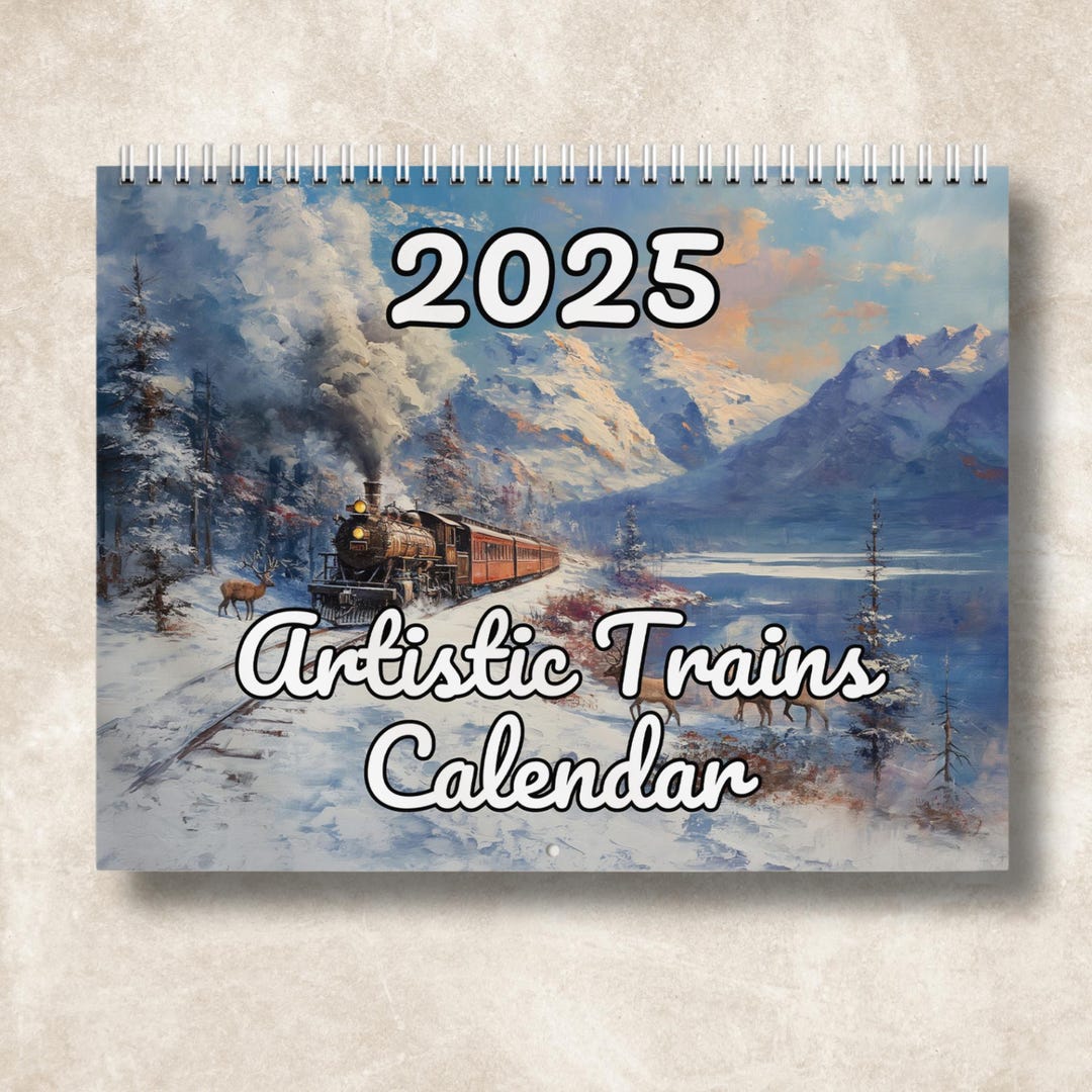 Artistic Trains Wall Calendar 2025, Train Lover Gift, Holiday Gift for ...