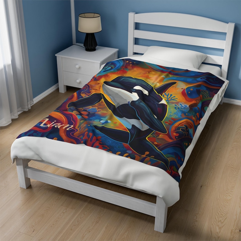 Personalized Orca Sea Life Plush Blanket, Custom Holiday Gift, Killer ...