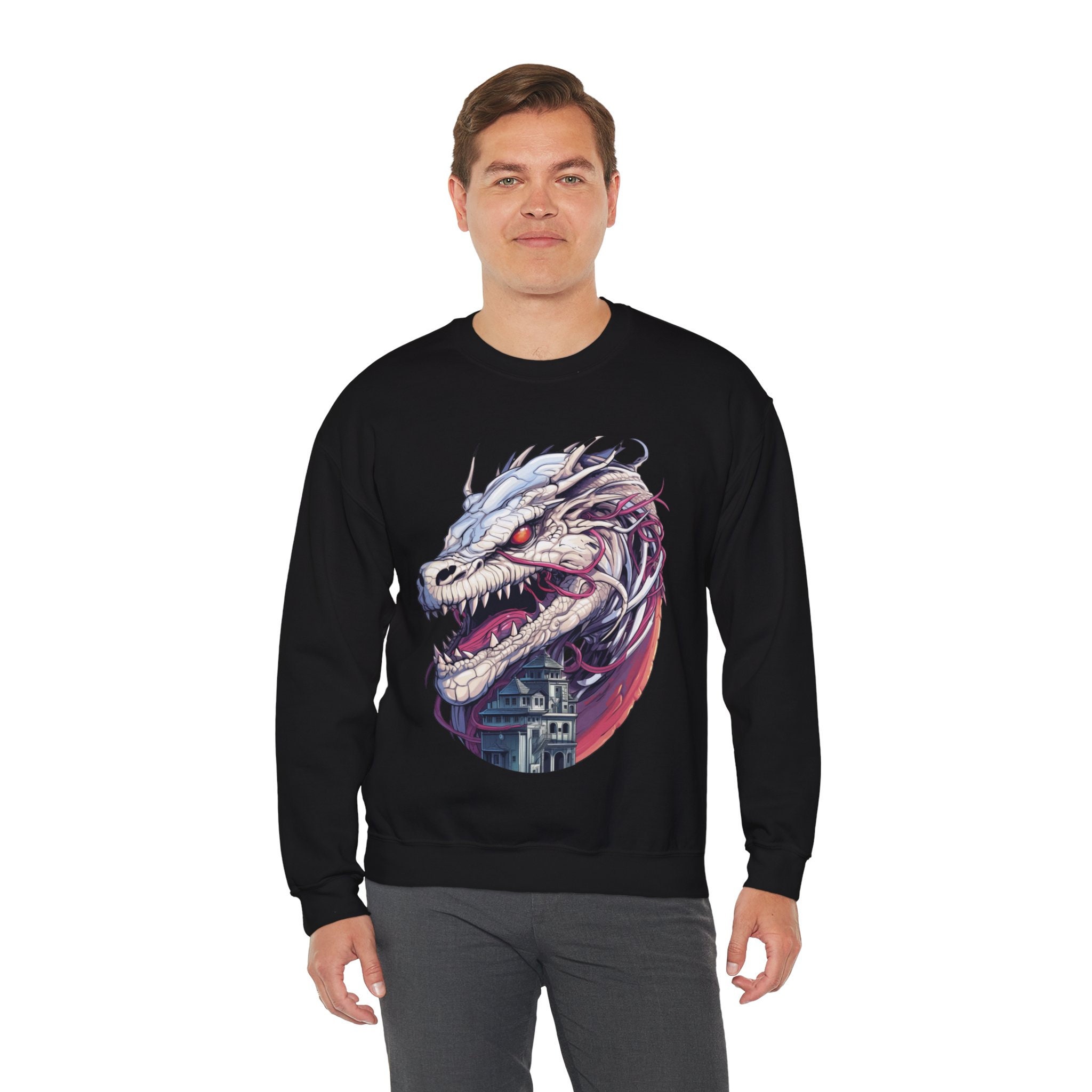 Men's Dragon Sweatshirt, Fantasy Dragon Sweater, Dragon Head Shirt ...