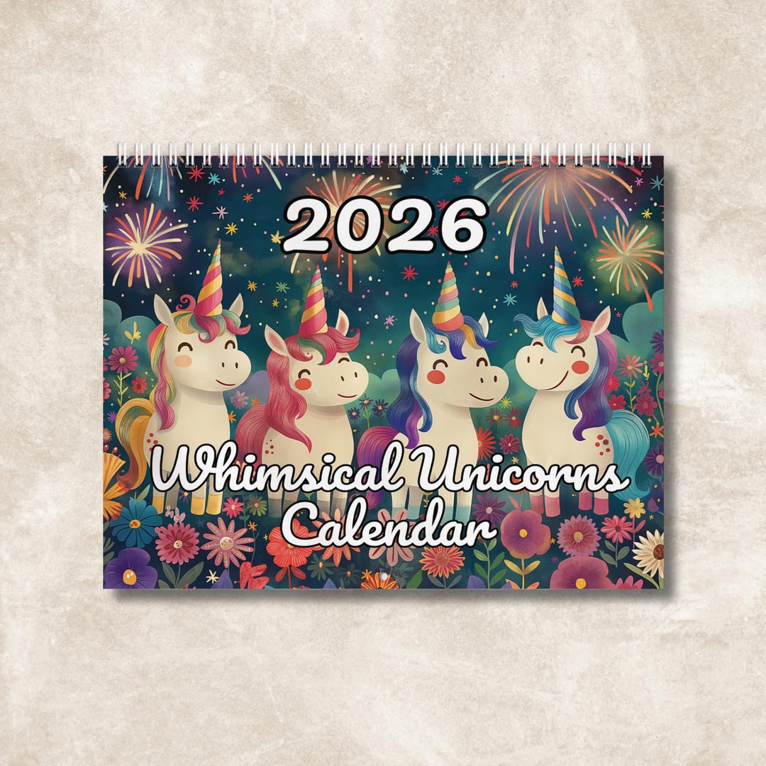2026 Funny Unicorns Wall Calendar, Girls Cartoon Calendar, Unicorn ...